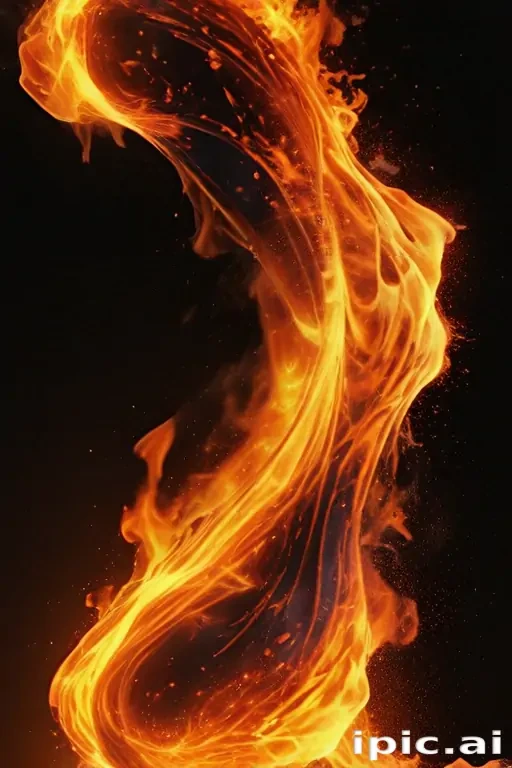 Dynamic Flames Dancing Gracefully Against a Dark Background in Vivid Colors