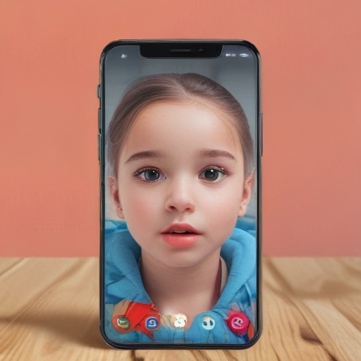 Smartphone Displaying a Realistic Portrait of a Young Girl's Face