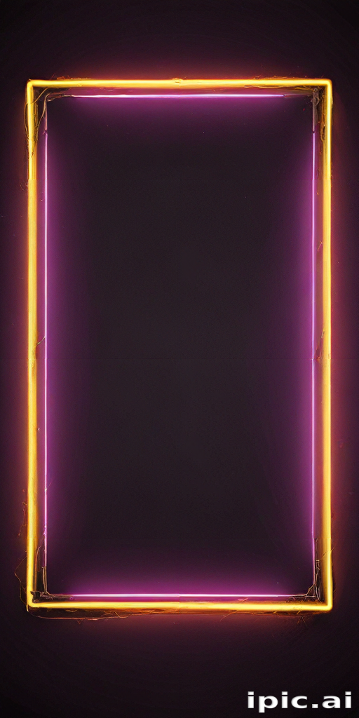 Bright Neon Frame with Vibrant Colors Against a Dark Background