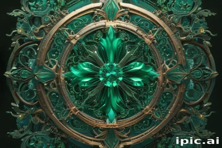 Intricate Emerald Floral Design with Elegant Swirls and Decorative ...