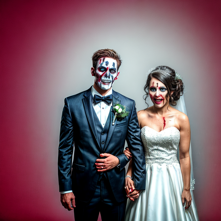 bride and groom halloween blood