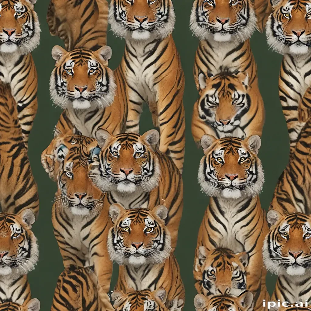 Vibrant Pattern of Majestic Tigers Roaming in a Lush Green Jungle