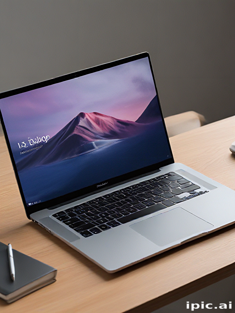 Modern Workspace Featuring a Sleek Laptop on a Minimalist Desk