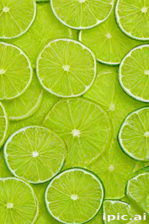 Vibrant Green Lime Slices Arranged Beautifully for a Refreshing Summer Vibe
