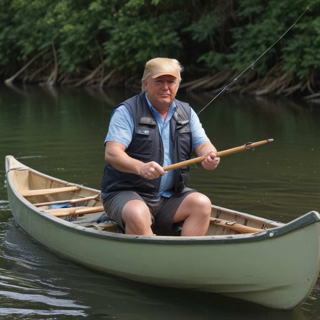 donald trump fishing canoe