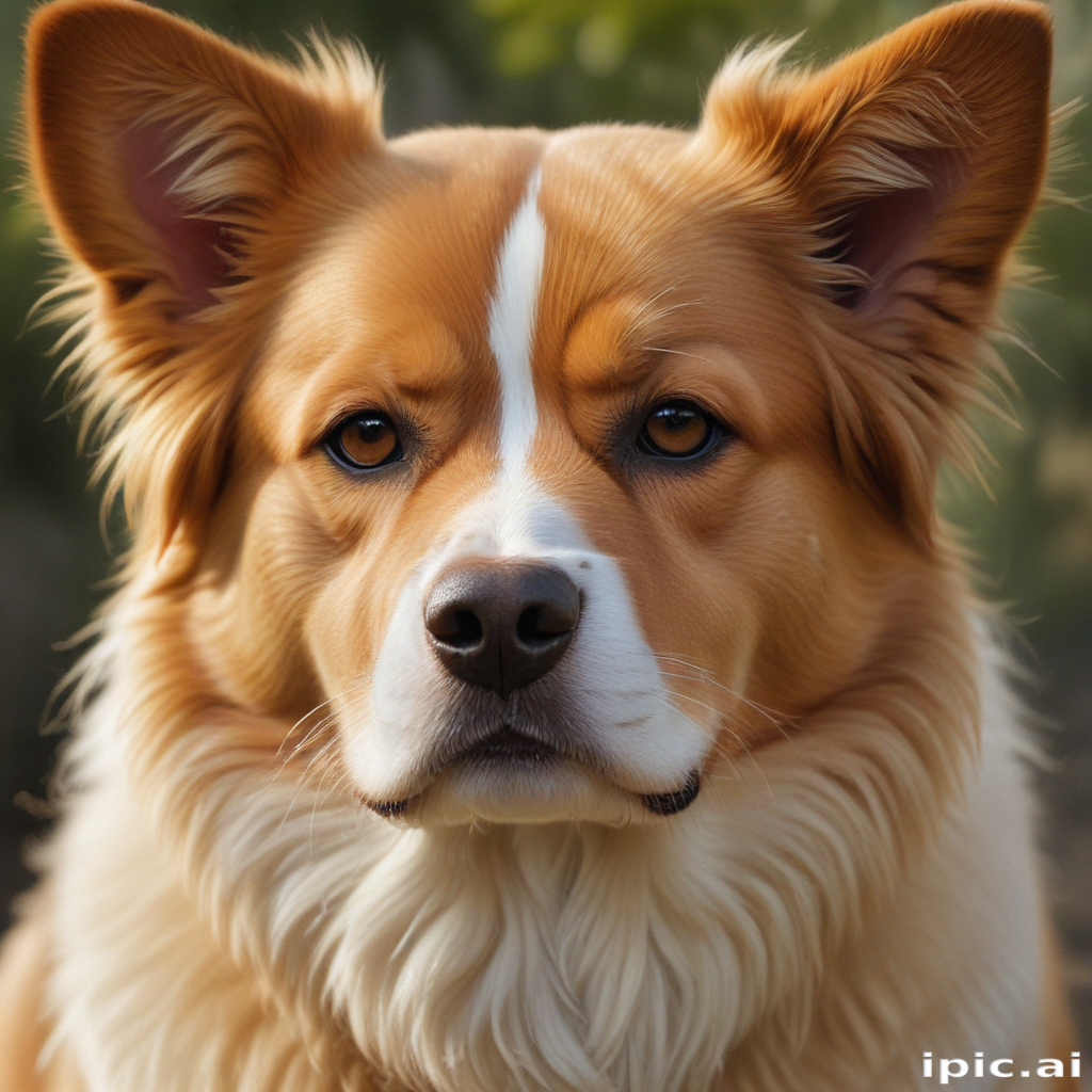 A Beautiful Close-Up Portrait of a Golden and White Dog.