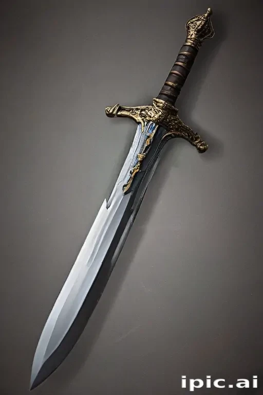 Exquisite Decorative Sword with Intricate Handle and Gleaming Blade Design
