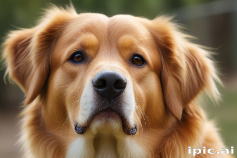 A Beautiful Golden Dog with Expressive Eyes Staring Calmly at the Camera.