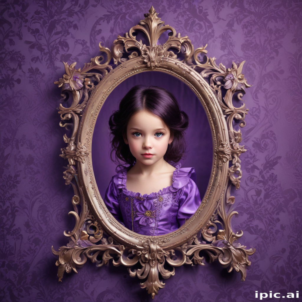 A Portrait of a Young Girl in a Lavish Purple Frame