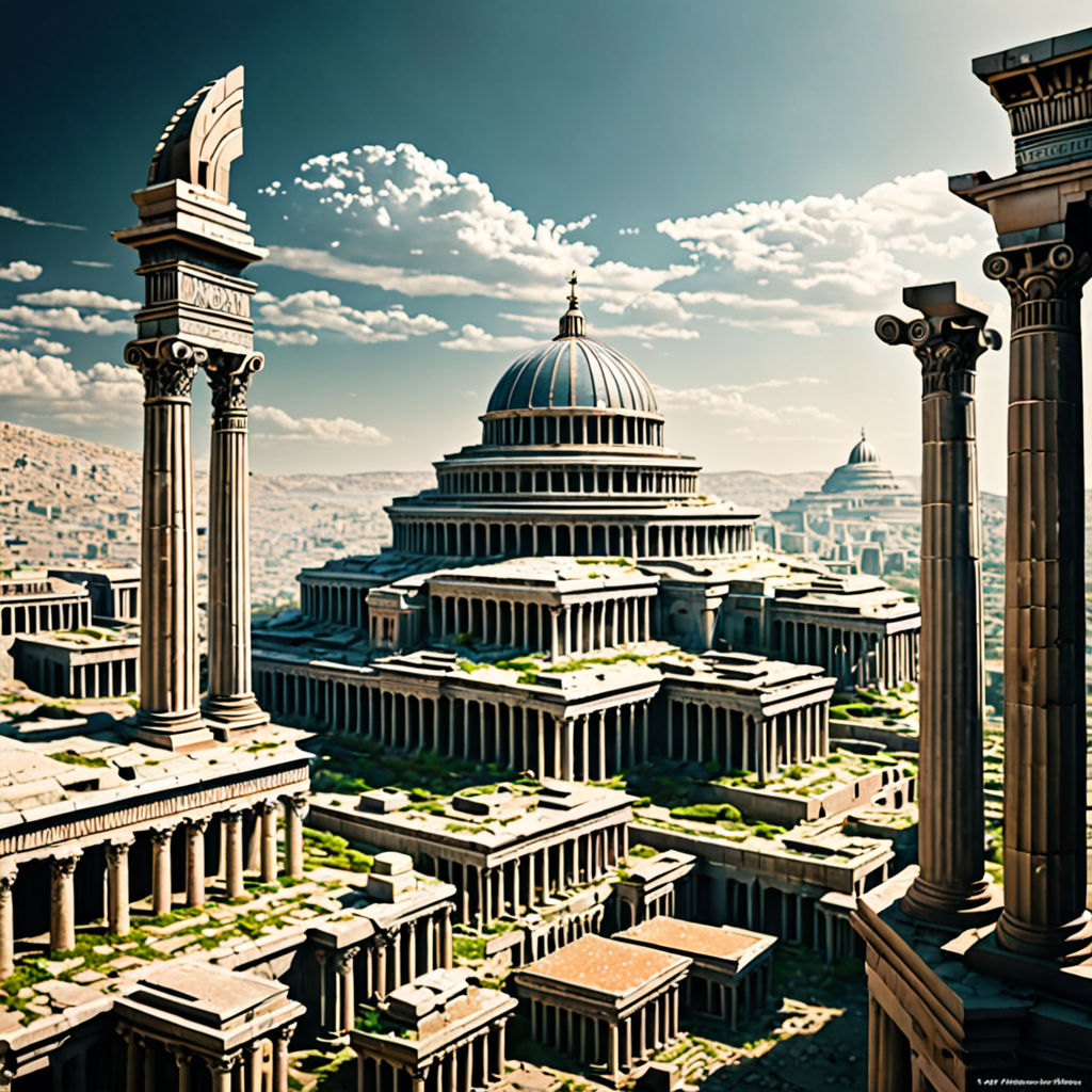 futuristic roman empire, roman megacity in other planet, forum, agora ...