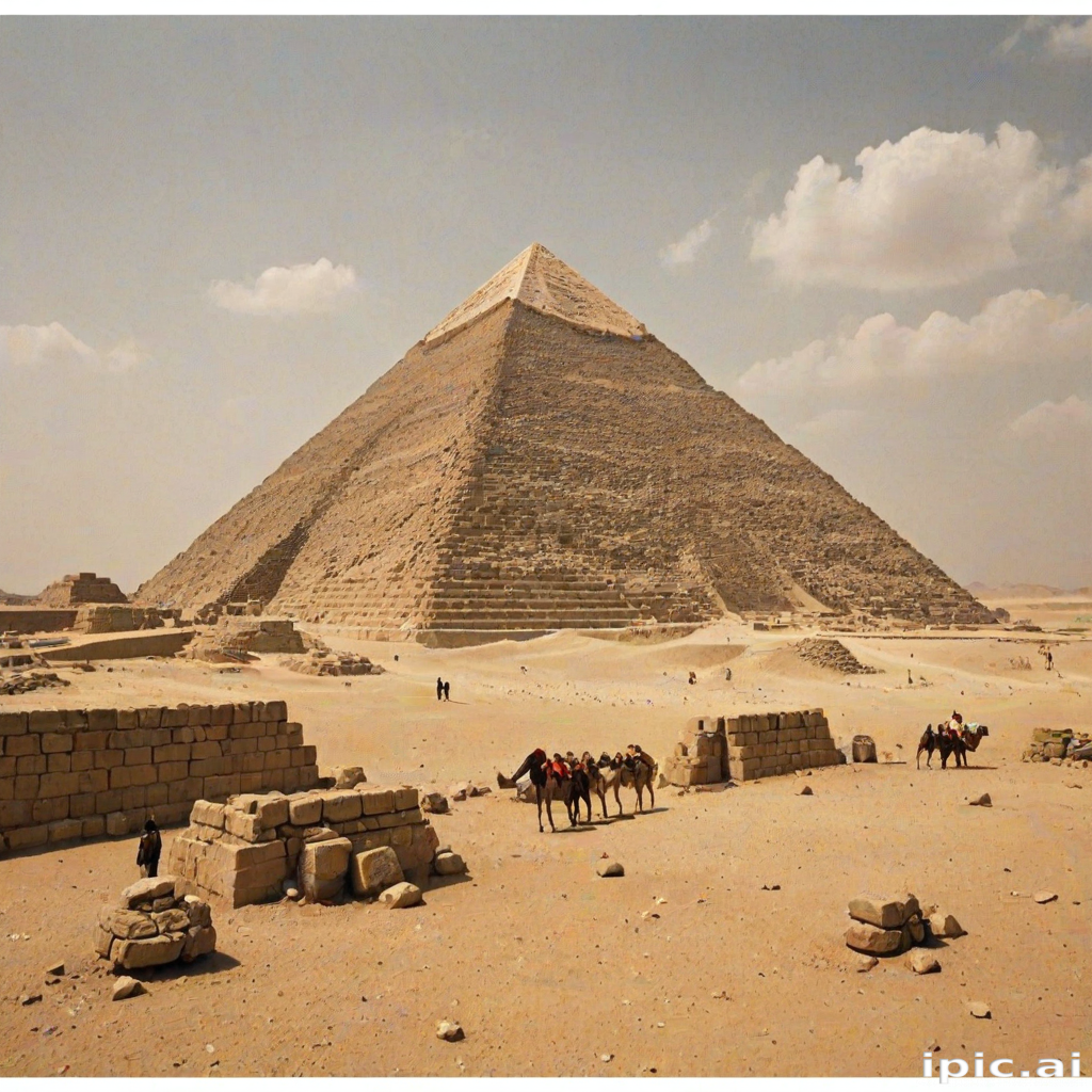 Exploring the Majestic Great Pyramid of Giza Surrounded by Desert Sands