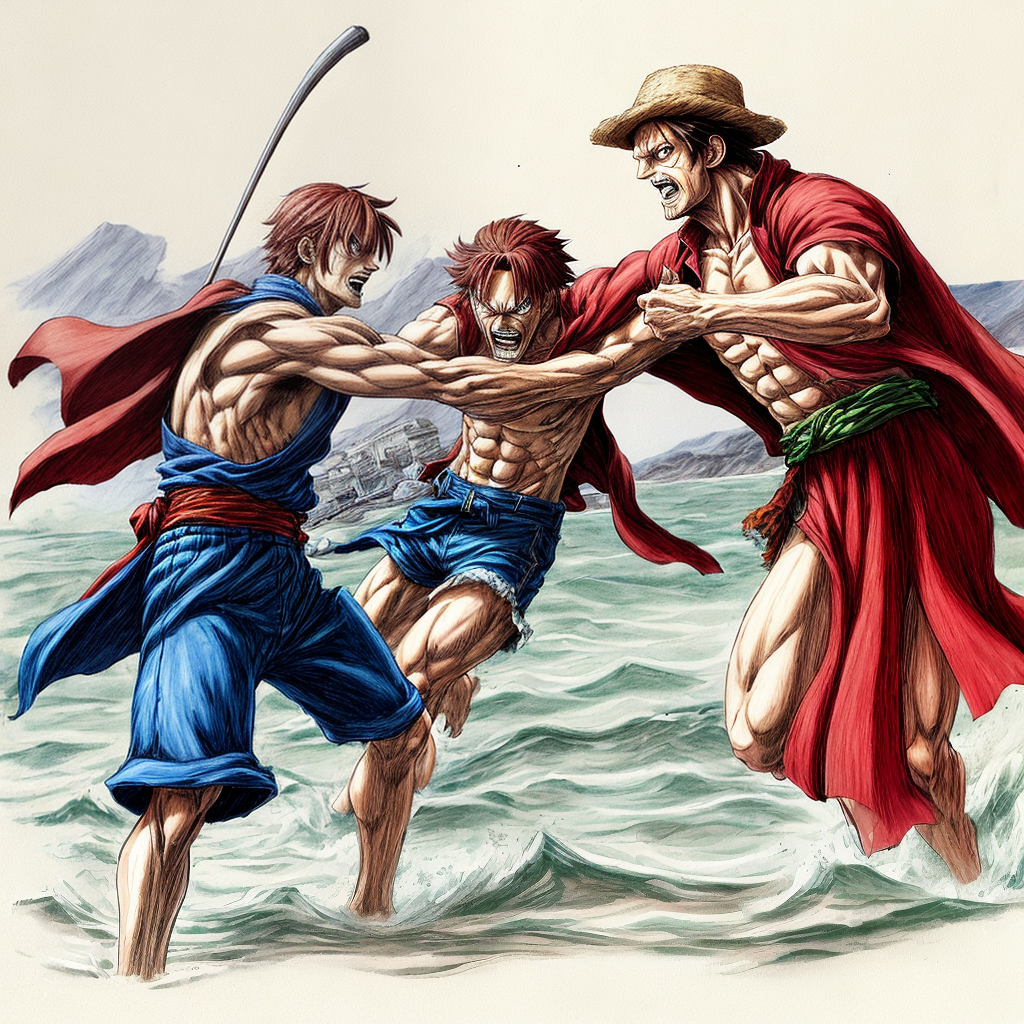 Shanks fighting with Luffy