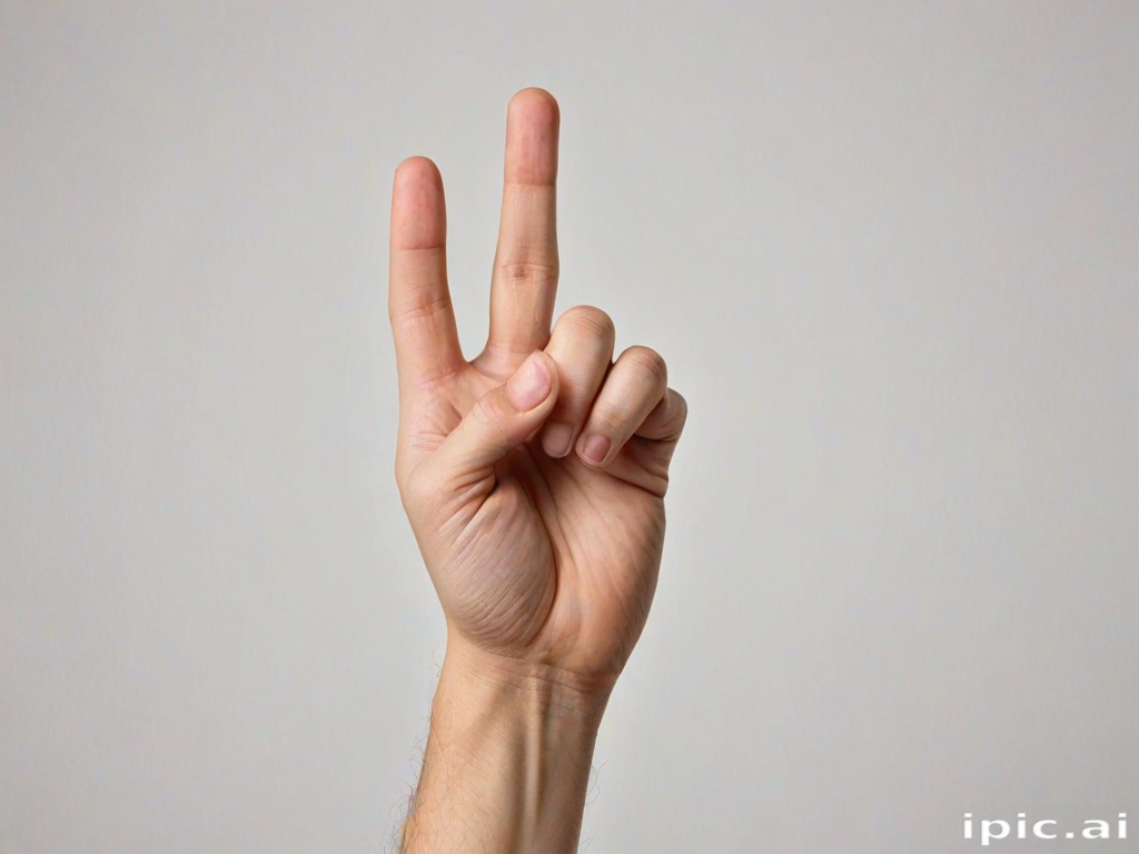 Hand Gesture Representing Peace or Victory with Two Fingers Raised Up