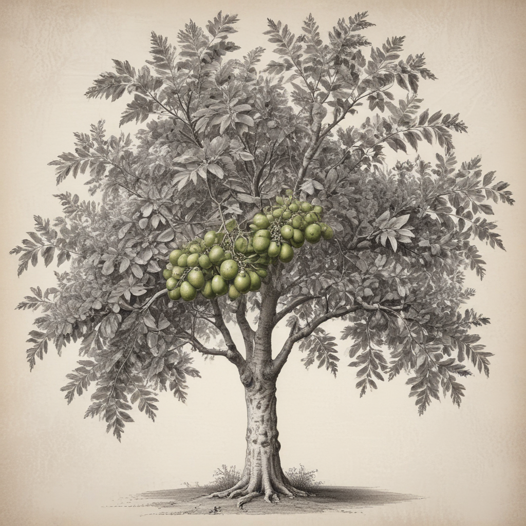 vintage etch drawing Lime tree