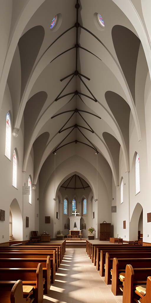 Serene Interior of an Elegant Church with Stunning Architectural Features