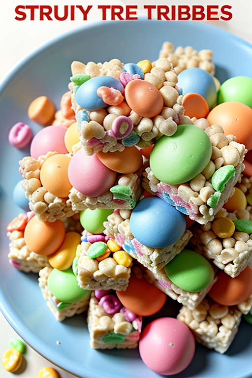 Colorful Rice Crispy Treats Topped with Festive Candy and Chocolate Eggs