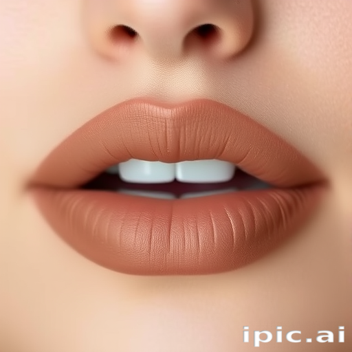 Close-Up of Smooth, Soft Lips with Subtle Matte Finish and Teeth