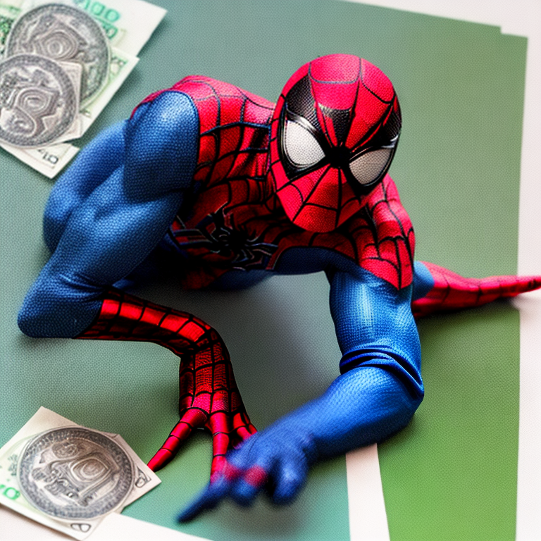 spider man counting money bills