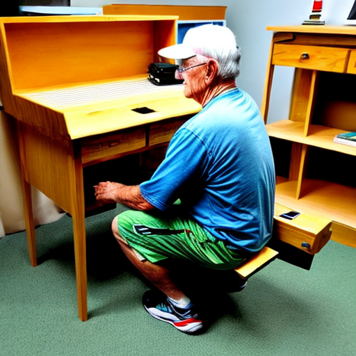 old man building furniture