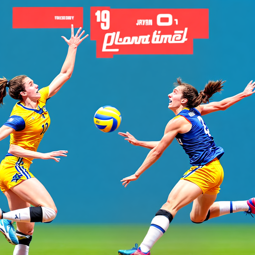 Animated style poster of two volleyball players