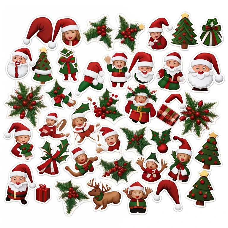 Festive Collection of Cheerful Christmas Stickers Featuring Santa ...