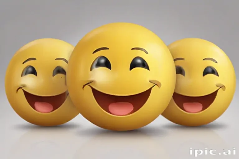 Three Joyful Yellow Smiley Faces Expressing Happiness and Positivity ...