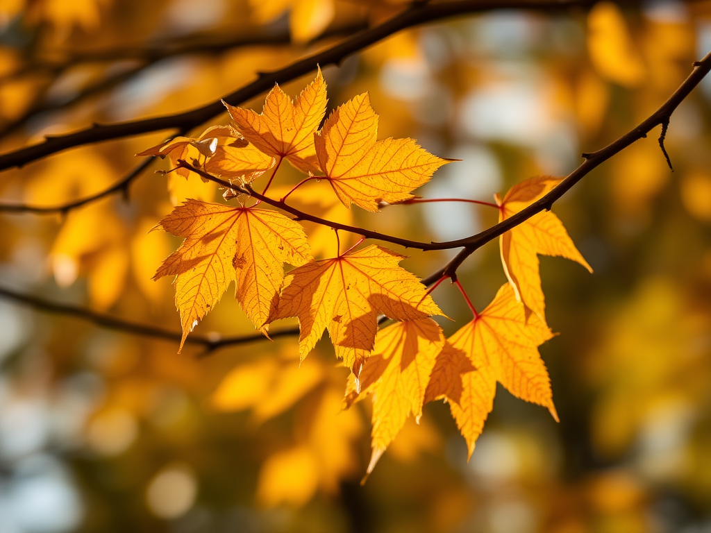 Vibrant Autumn Leaves Glowing in the Warm Sunlight of Fall