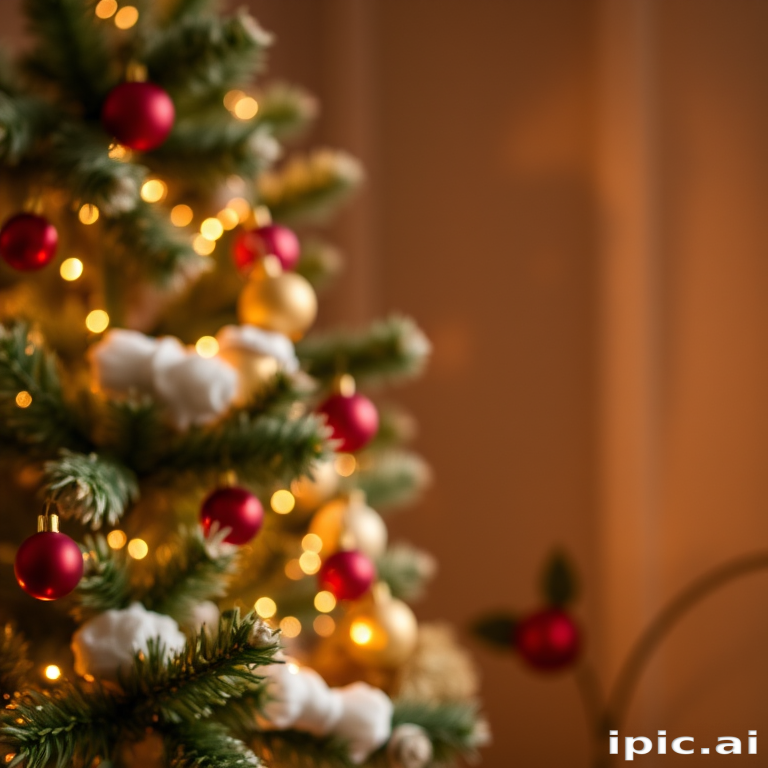 A Cozy Christmas Tree Adorned with Lights and Colorful Ornaments.