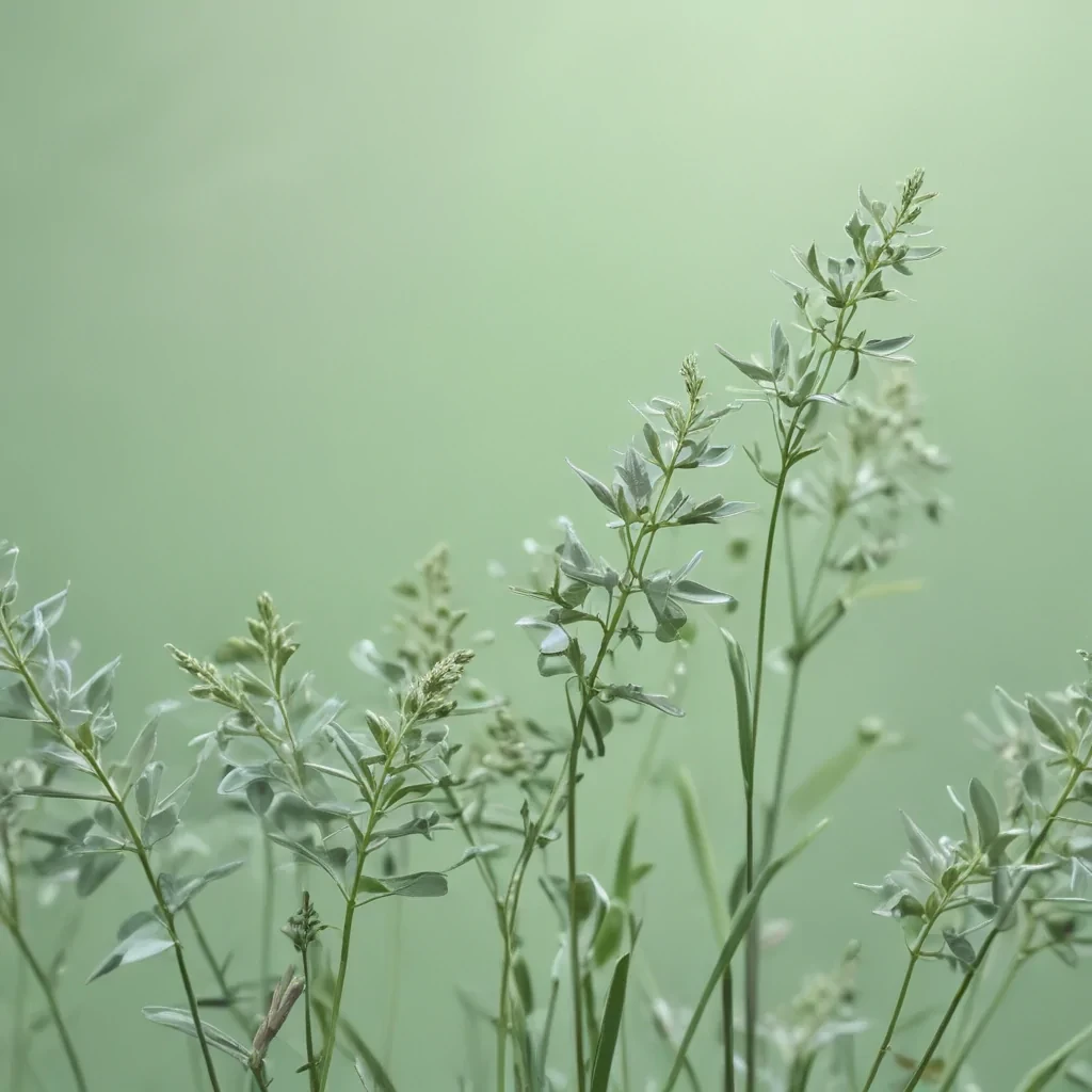 Delicate Green Plants Against a Soft, Serene Background of Nature