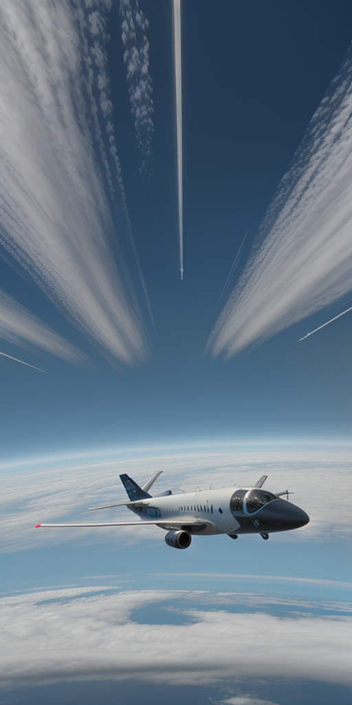 High Altitude Journey: An Aircraft Gliding Through Striking Contrail ...