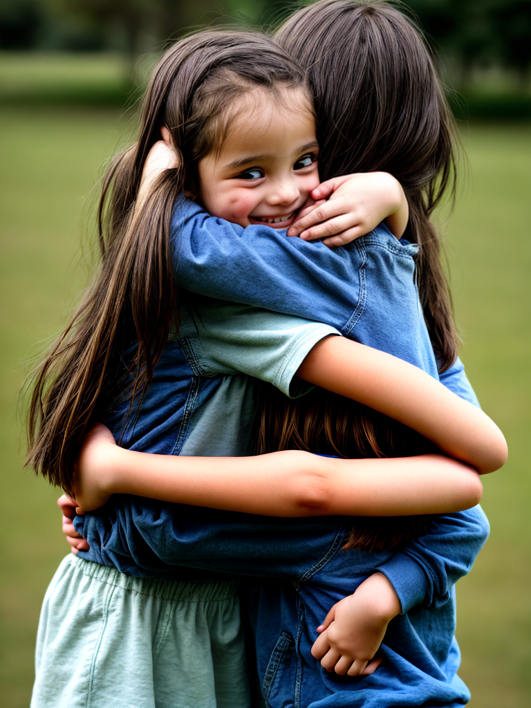 Girls hug