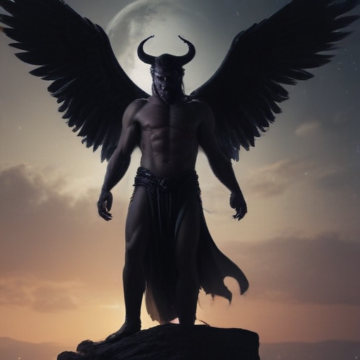 Lucifer before moon, night