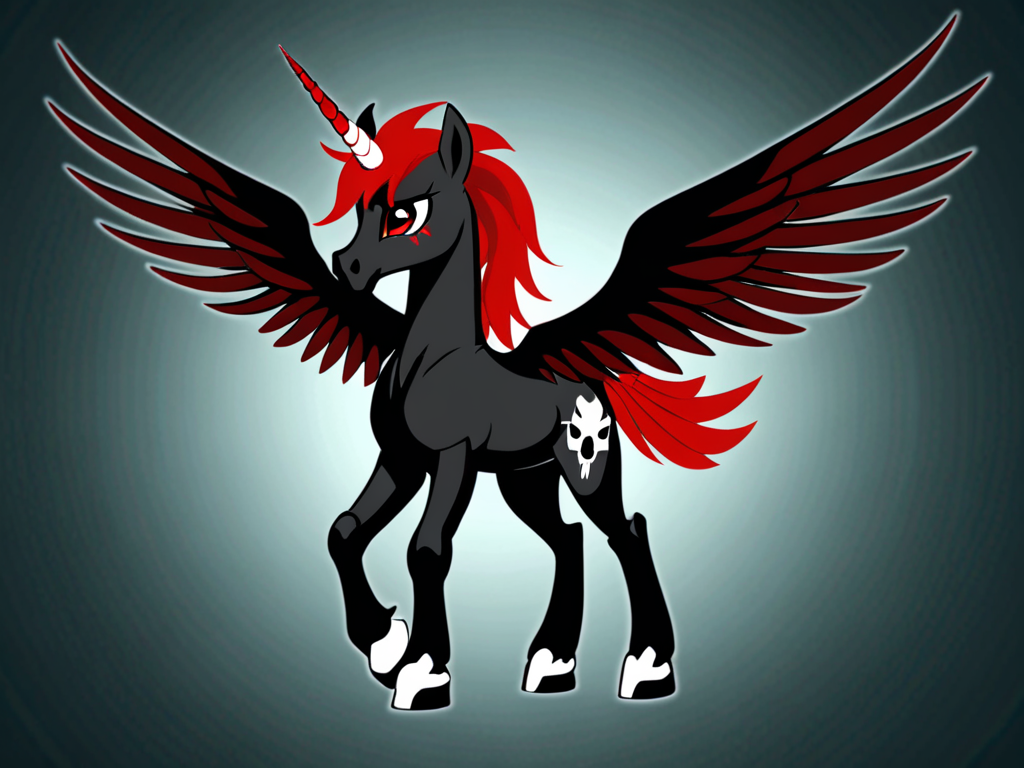 mlp pony necromancer mare dark alicorn white face red eyes red and ...