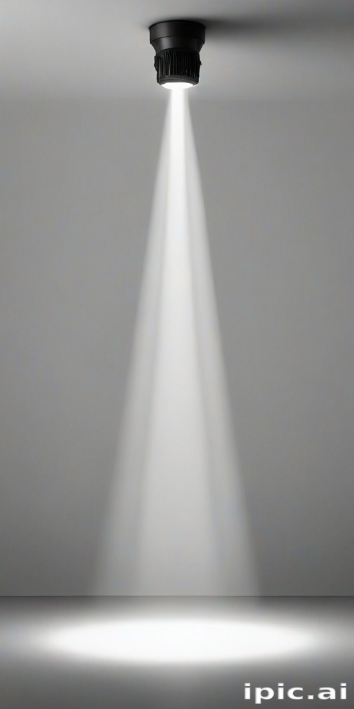 Bright Spotlight Casting a Beam of Light on a Dark Surface