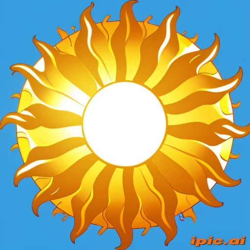 Vibrant Sun Illustration Radiating Warmth Against a Clear Blue Sky