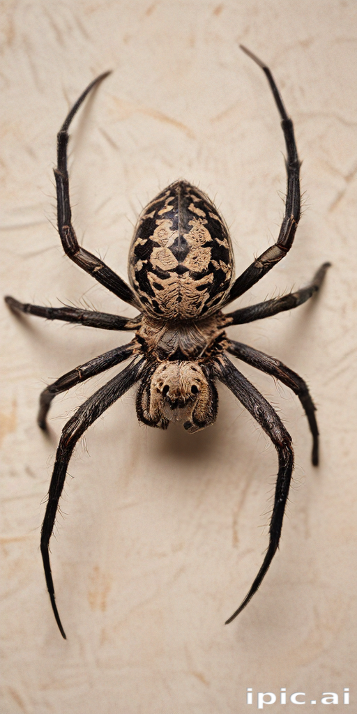A Close-Up View of a Detailed Spider on a Light Background.