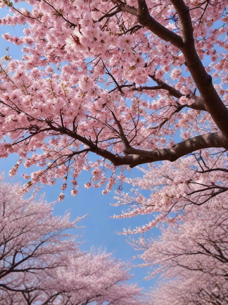 A Beautiful Spring Day Underneath Blossoming Cherry Blossom Trees in ...
