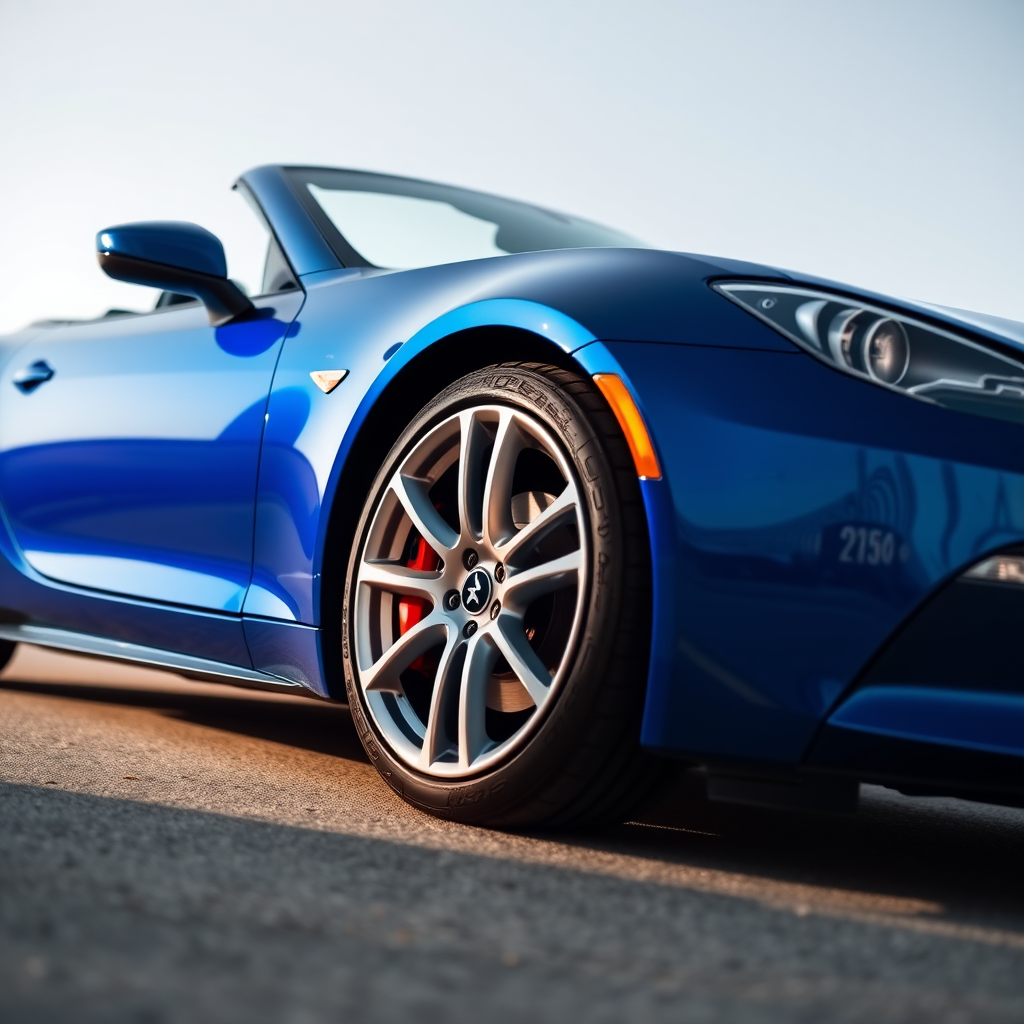 A Stunning Blue Convertible Car Showcasing Its Sleek Design and Wheel ...