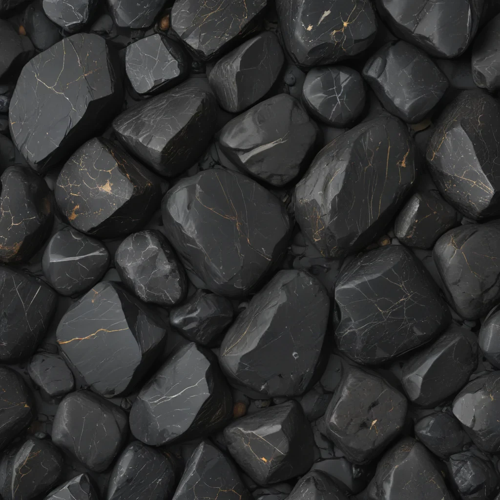 A Beautiful Collection of Dark, Shiny Stones with Golden Veins ...