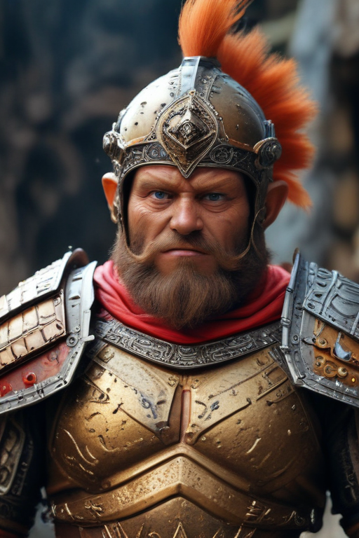 long-bearded fantasy dwarf gladiator in hoplite armor with ornate ...