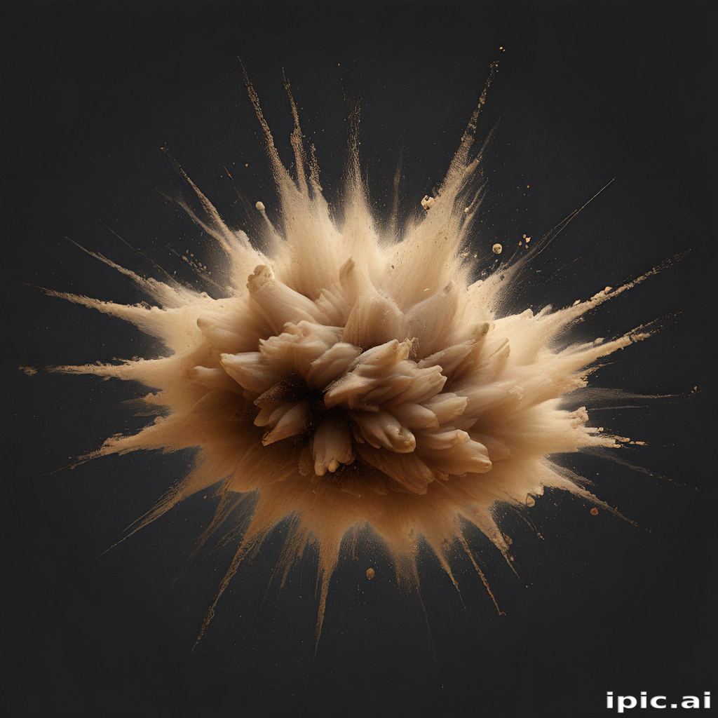 Explosive Eruption of Organic Shapes Against a Dark Background