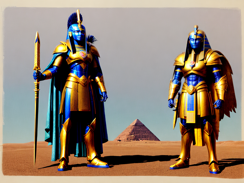 sphinx armor, yellow greatsword, egyptian god Horus