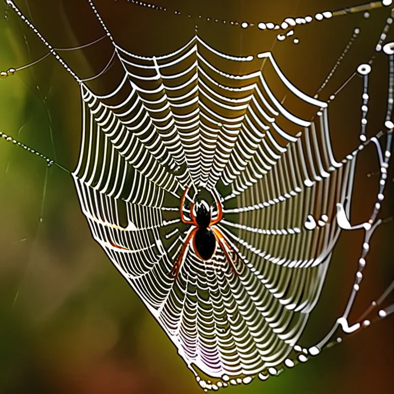 The Intricate Beauty of a Spider Web Glimmering in Soft Light