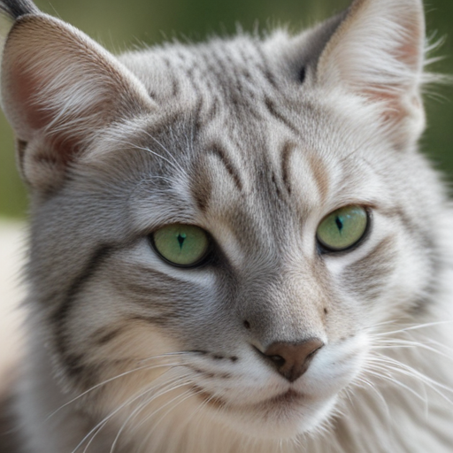 Silver lynx with green eyes