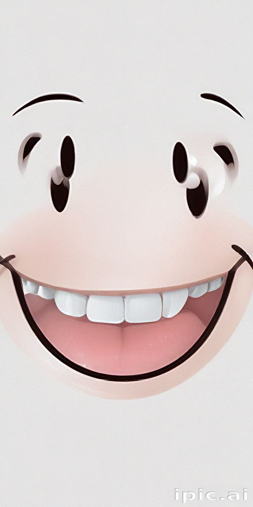 A Cheerful Cartoon Face with Big Smile and Playful Expression.