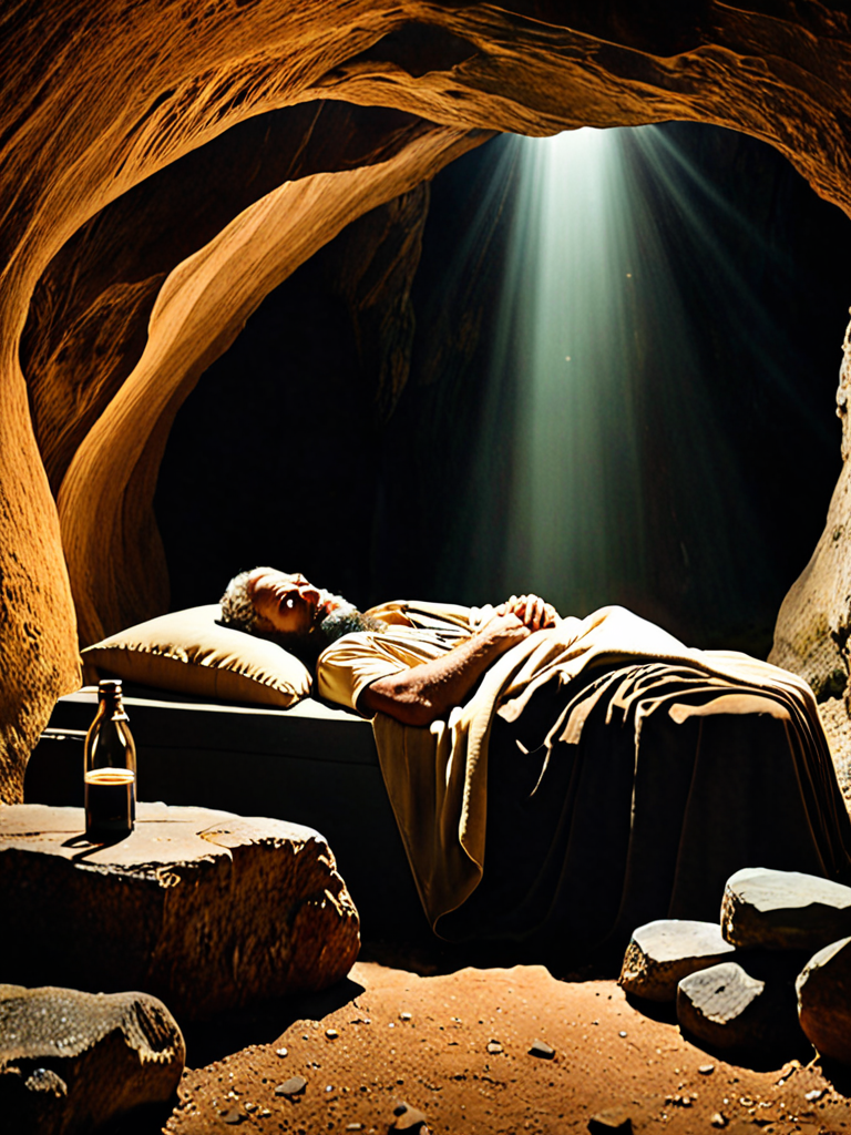 Prophet Elijah sleeping in the cave