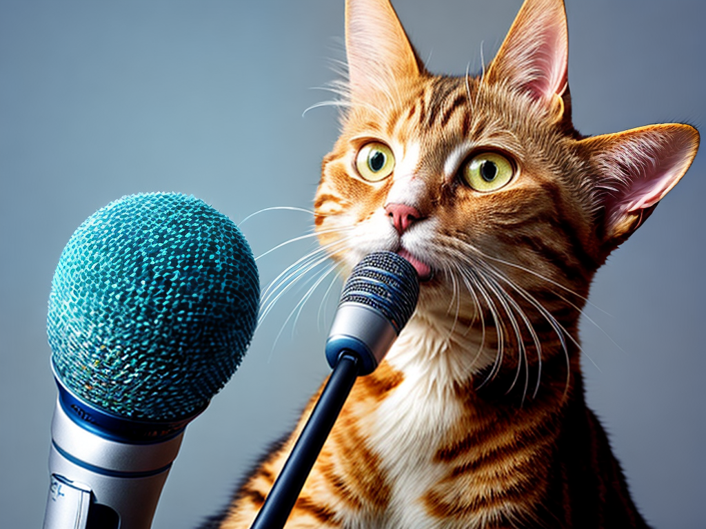 cat singing into a microphone