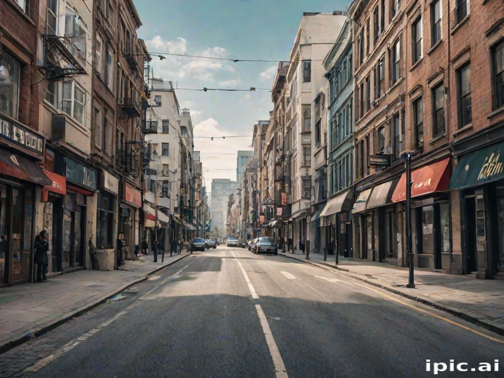 Charming Urban Street Scene with Historic Buildings and Quiet Atmosphere