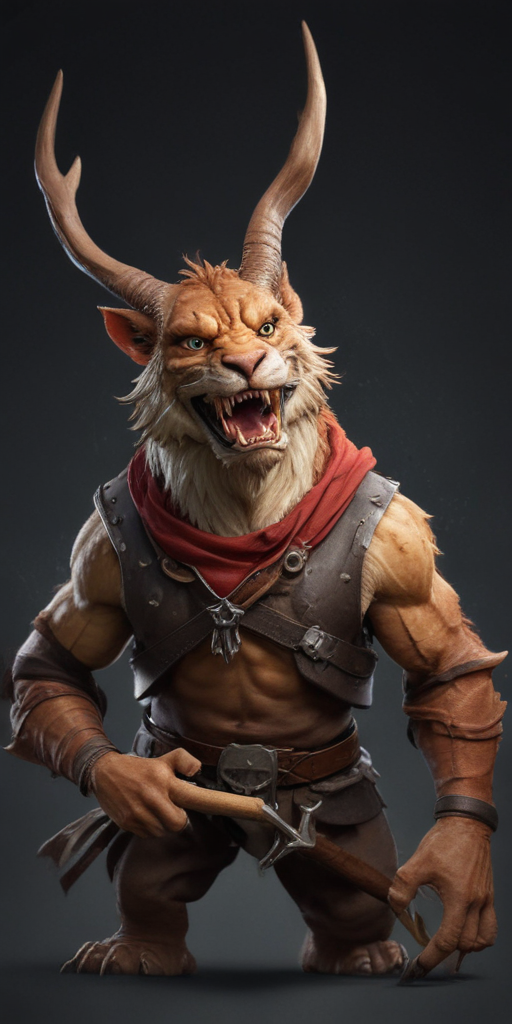 Fierce Warrior Beast with Horns and Muscular Build Ready for Battle