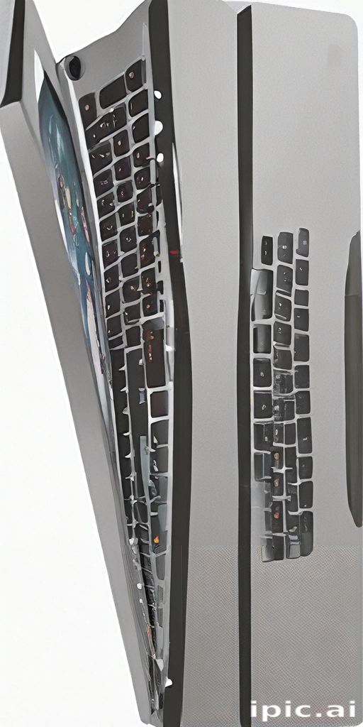 An Abstract Representation of a Laptop with Distorted Features and Angles